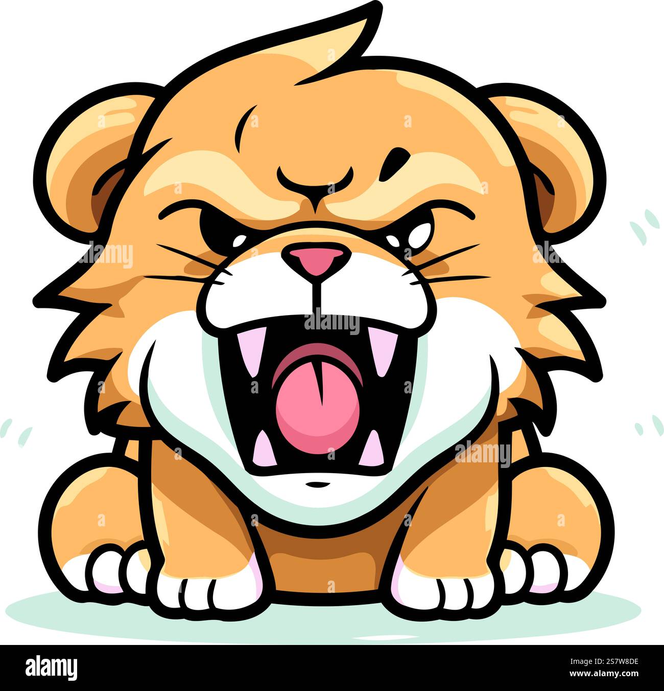 Angry Lion Cartoon Mascot Character. Vector Illustration Isolated On ...