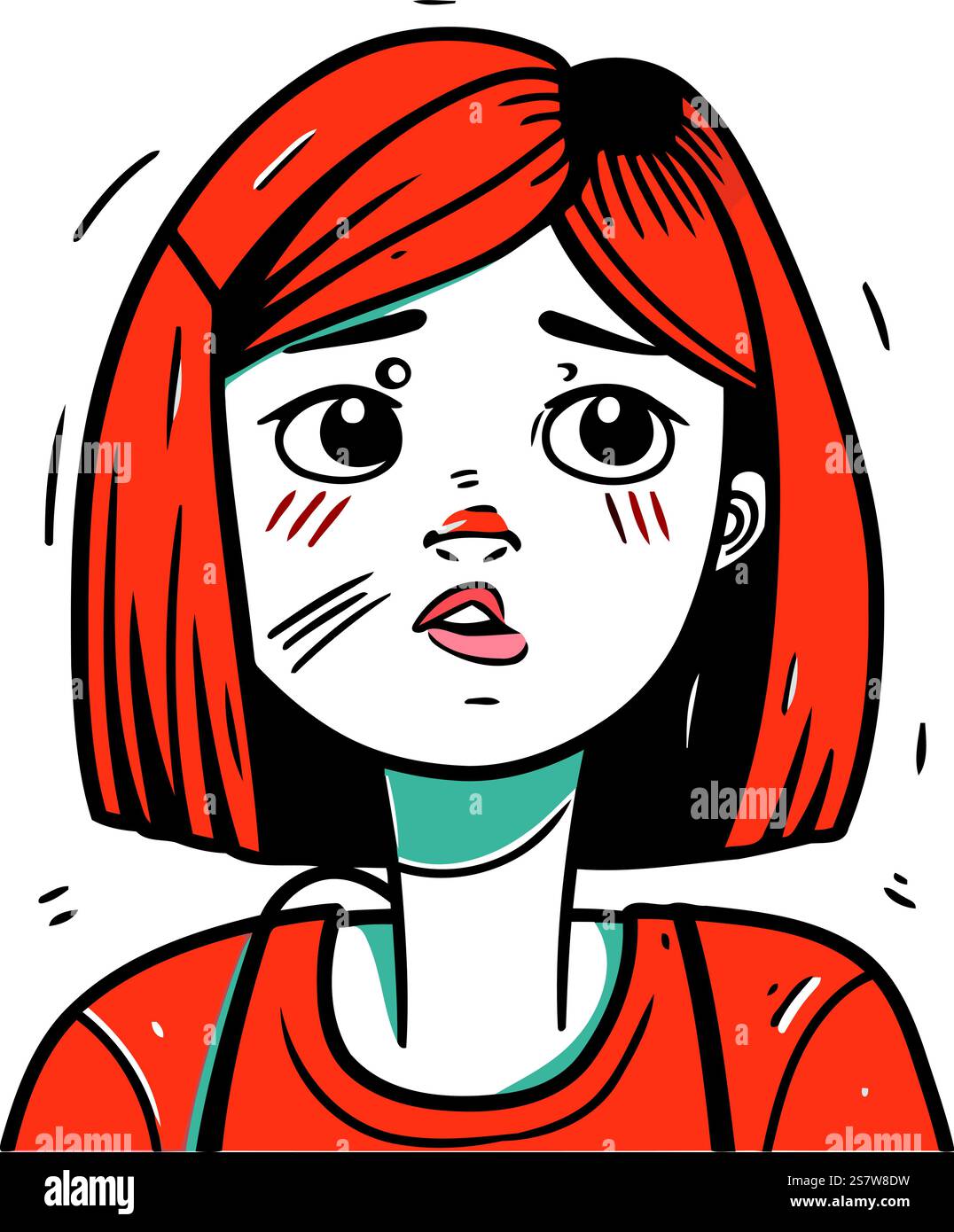 Angry woman with red hair. Vector illustration in cartoon style Stock ...