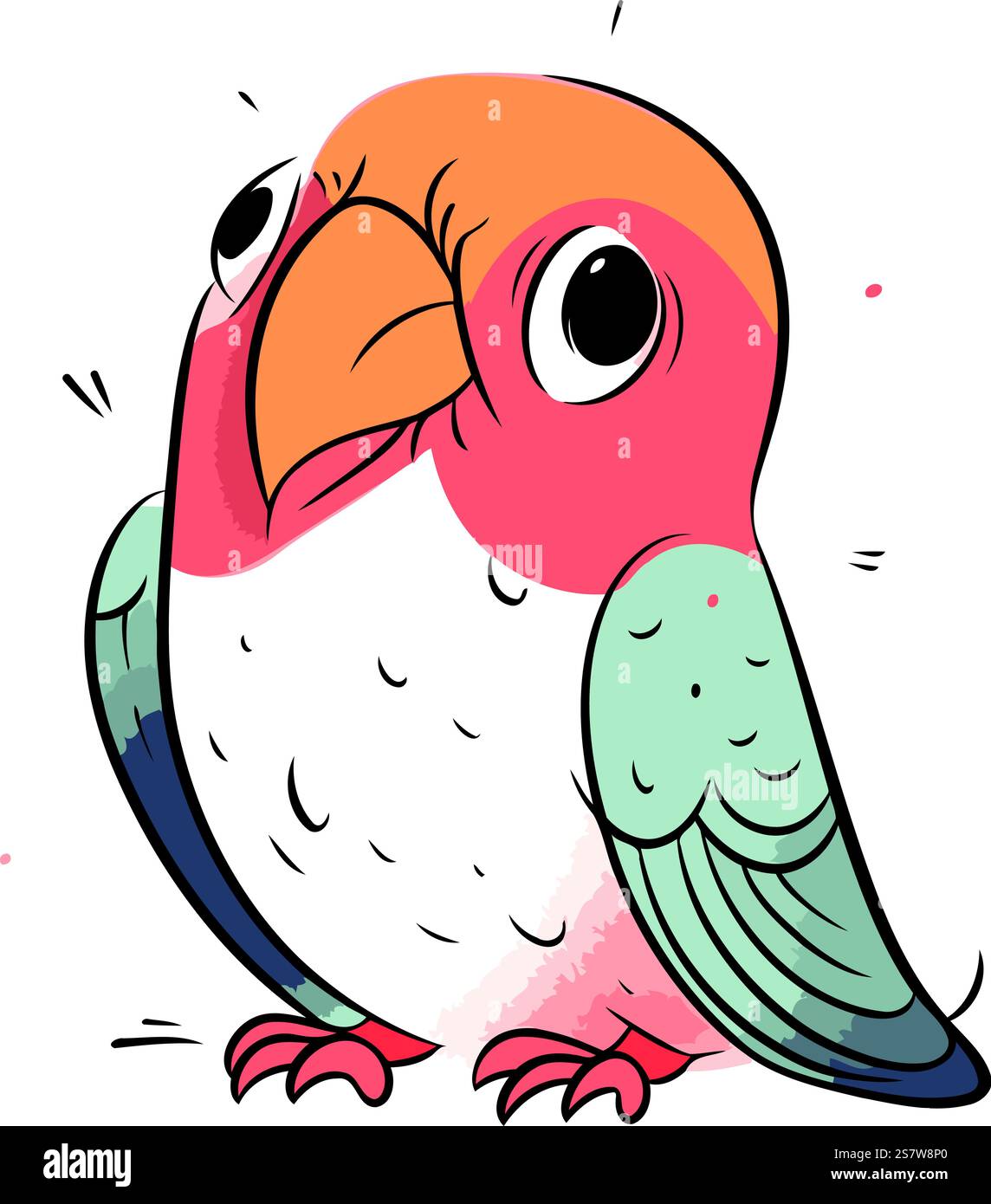 Cute parrot. Hand drawn vector illustration isolated on white ...