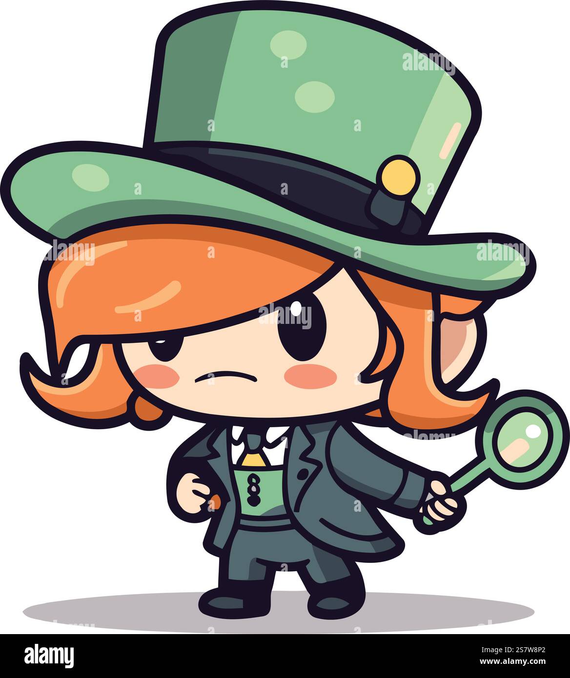 St. Patricks Day Cute Girl Detective Cartoon Vector Illustration Stock ...