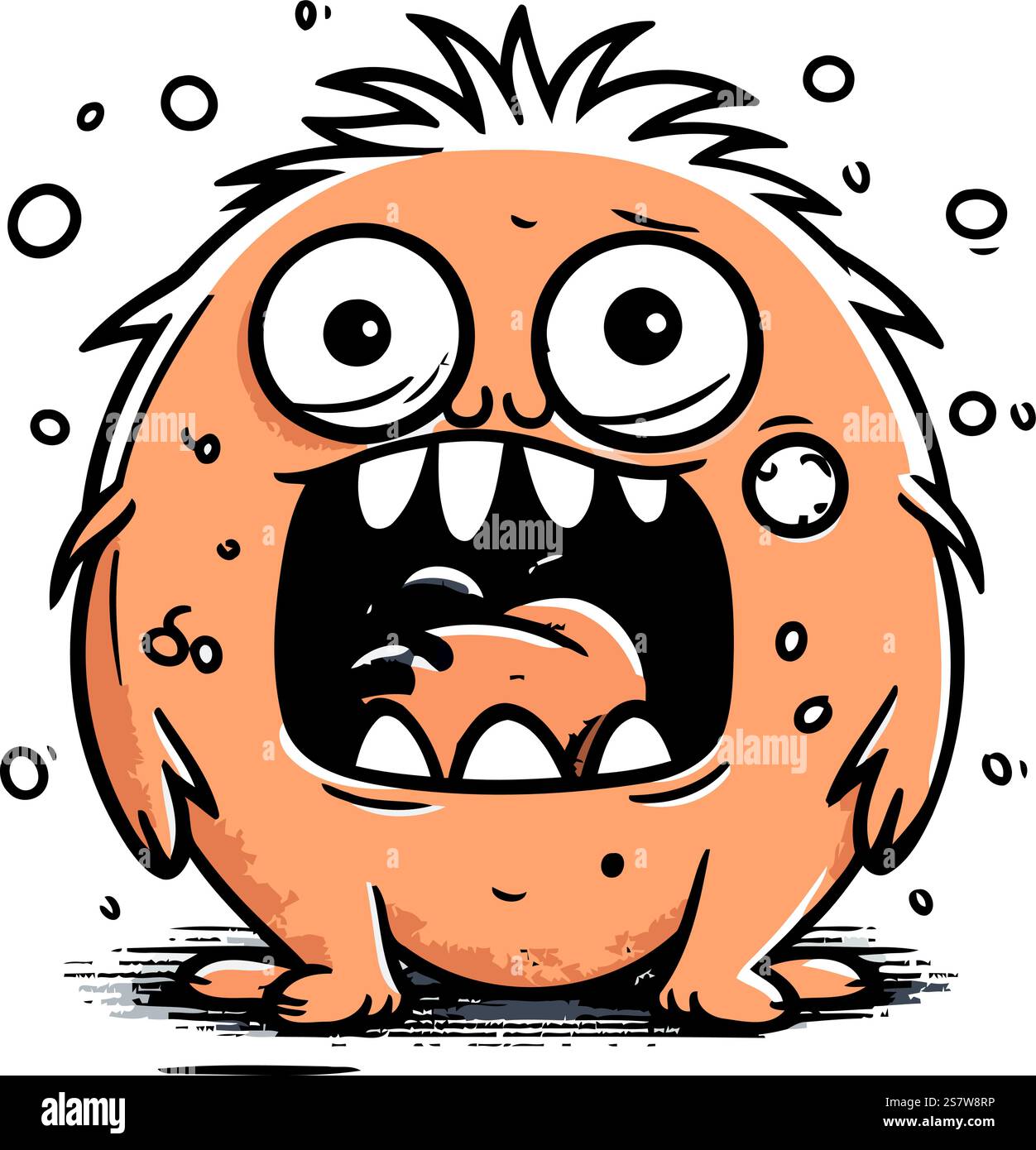 Angry cartoon monster. Vector illustration. Isolated on white ...
