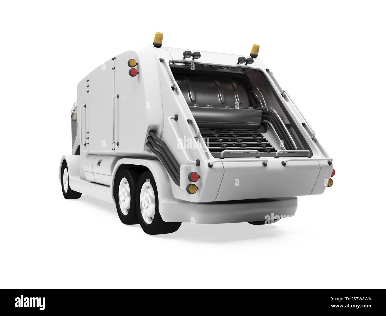 Isolated future trash truck front view over white background Stock ...