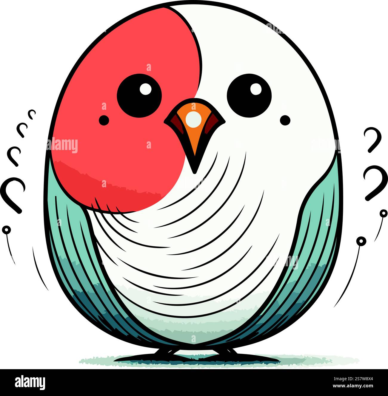 Funny cartoon bird with question mark. Vector illustration for your ...