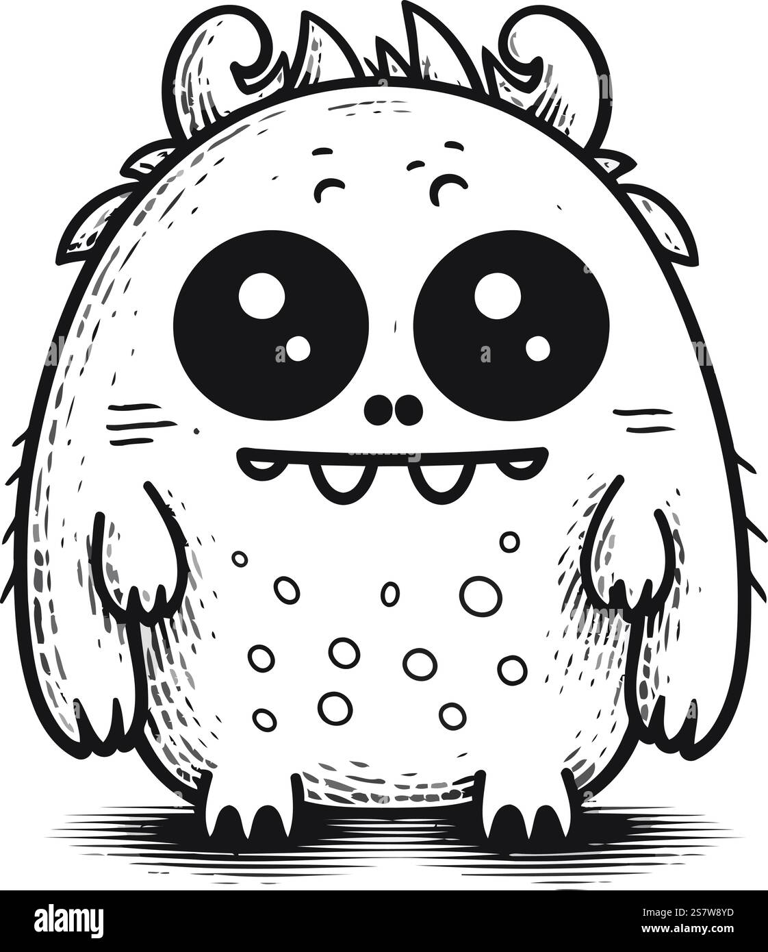 Cute cartoon monster. Vector illustration in sketch style for your ...