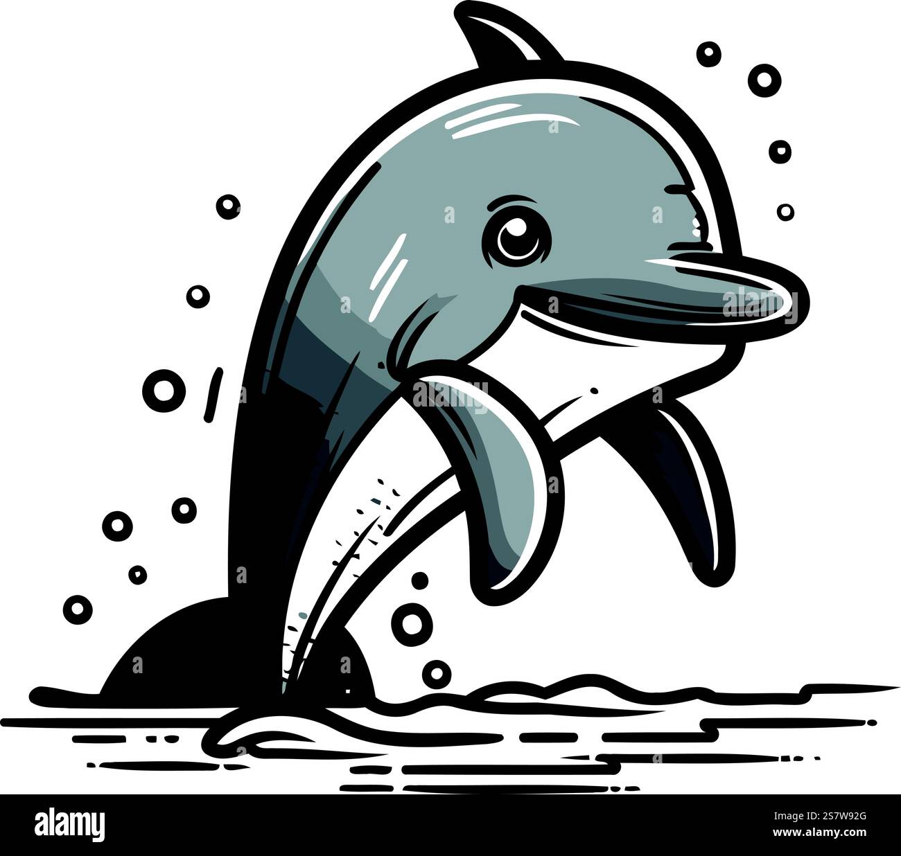 Dolphin. Hand drawn vector illustration in cartoon style isolated on ...