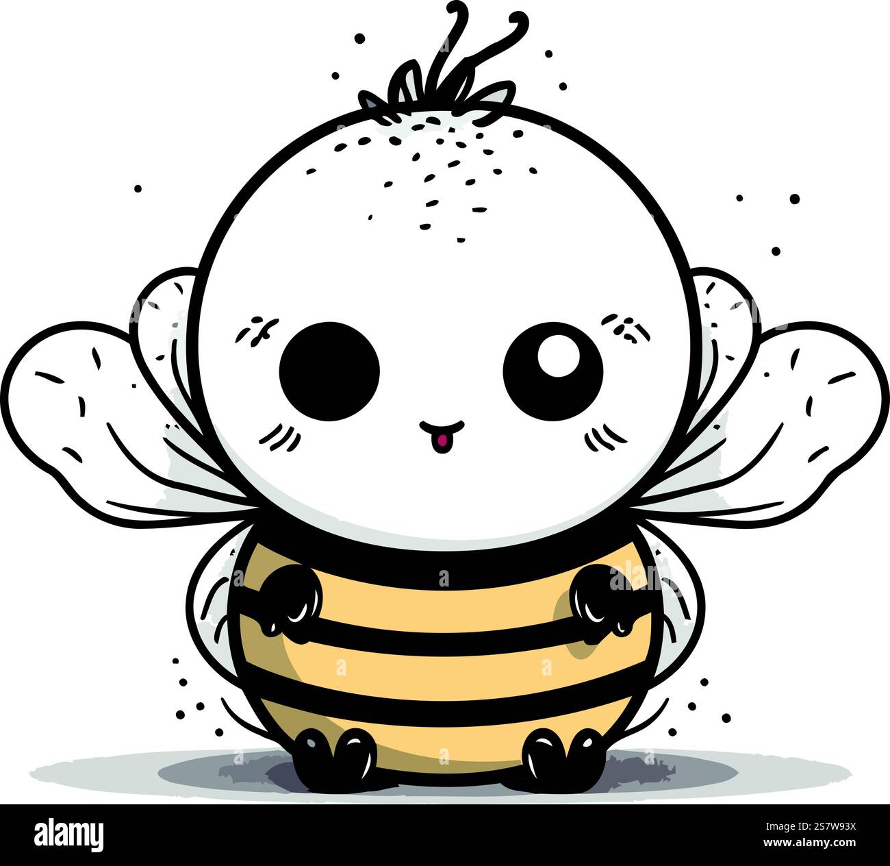 cute bee cartoon vector illustration graphic design doodle hand drawn ...
