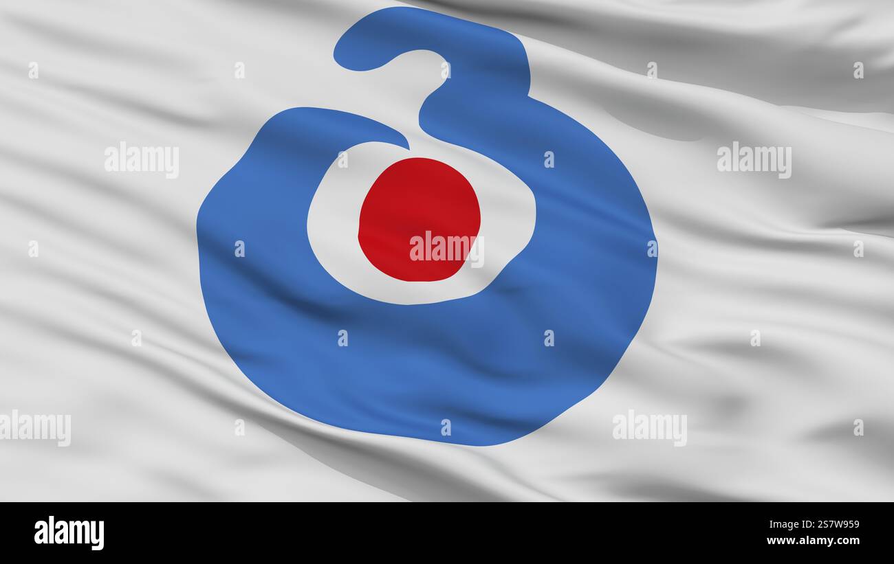 Bungoono City Flag, Country Japan, Oita Prefecture, Closeup View, 3D ...