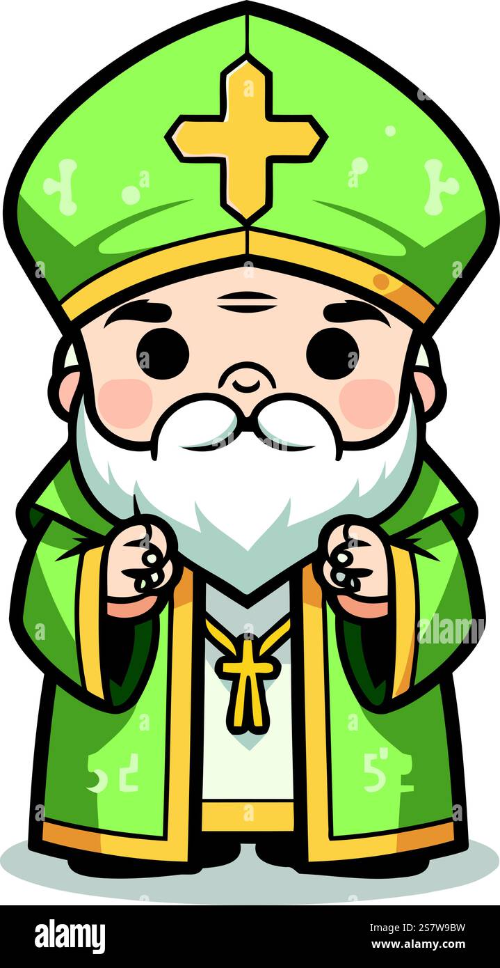 Gentleman priest character cartoon style vector illustration isolated ...