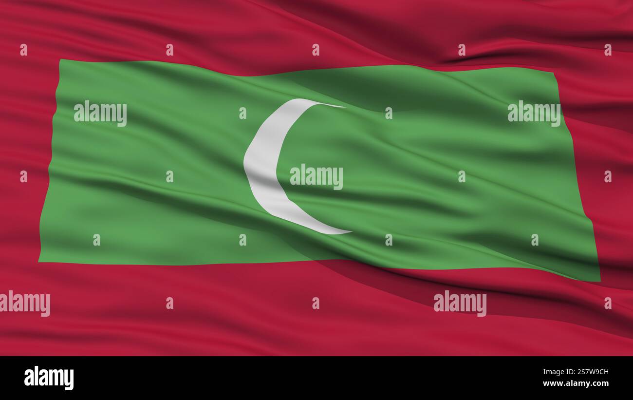 Closeup Maldives Flag, Waving in the Wind, High Resolution Stock Photo ...