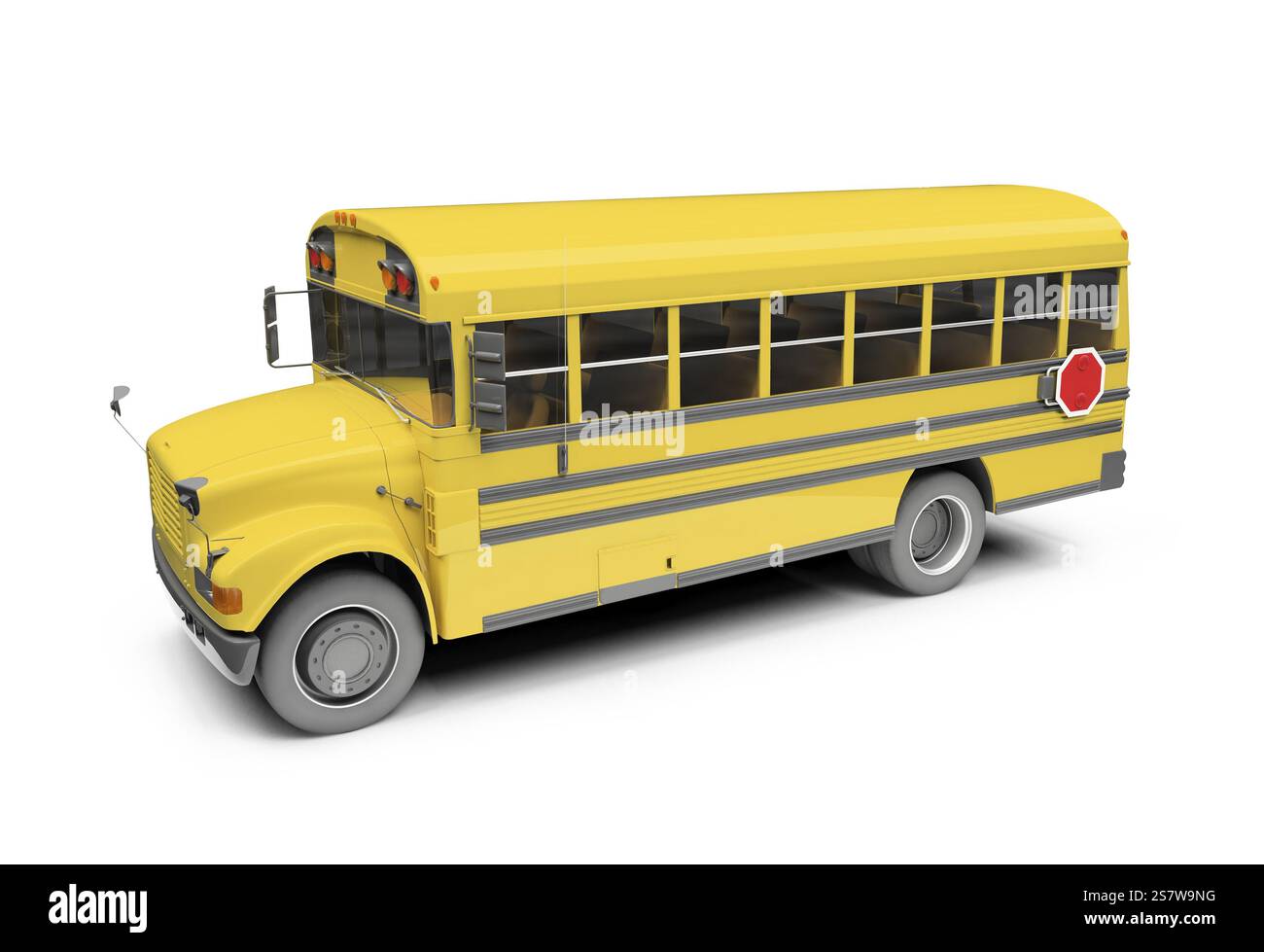 Isolated school bus on white background Stock Photo - Alamy