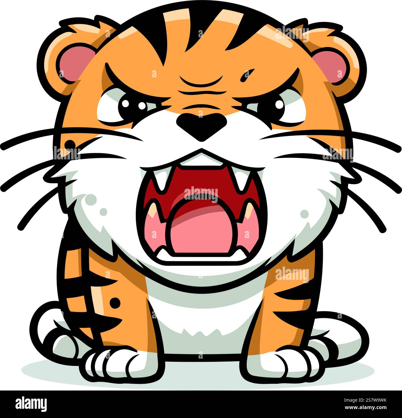 Angry Tiger Cartoon Mascot Character Vector Illustration Isolated on ...