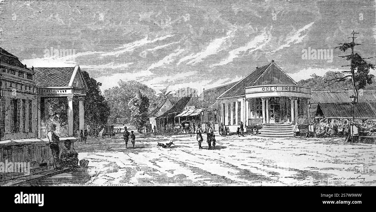 Main Street in the Dutch Colonial Town of Batavia now Jakarta Java ...