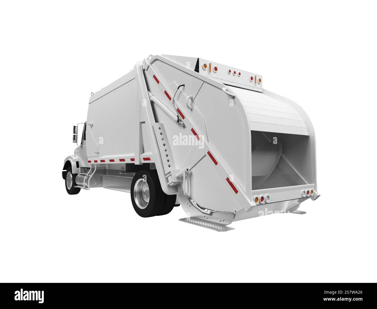 Isolated white trash truck on a white background Stock Photo - Alamy
