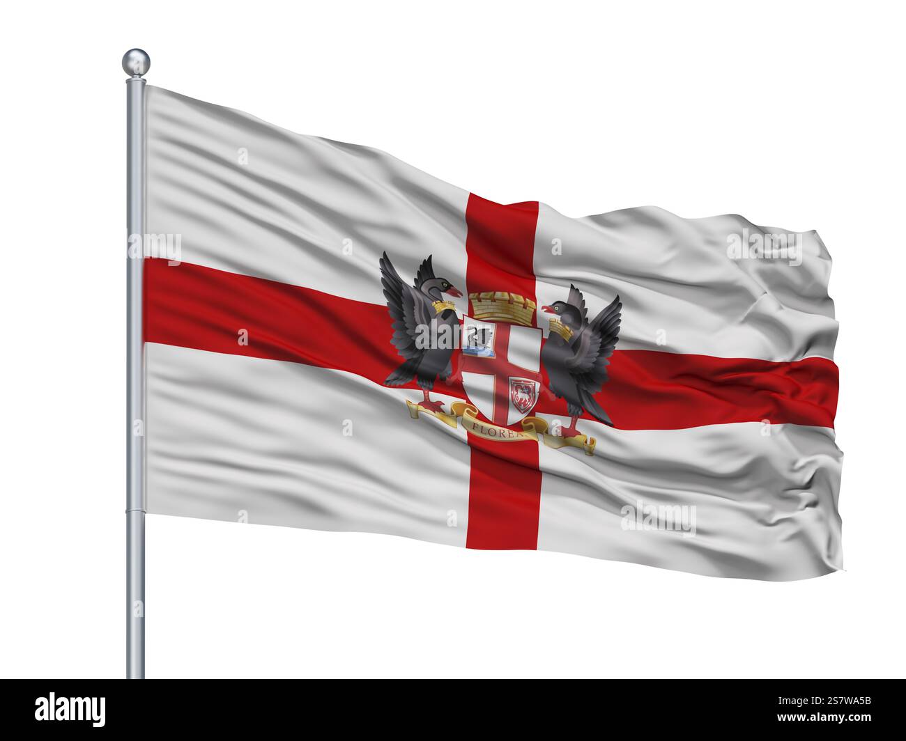 Perth City Flag On Flagpole, Country Australia, Isolated On White ...