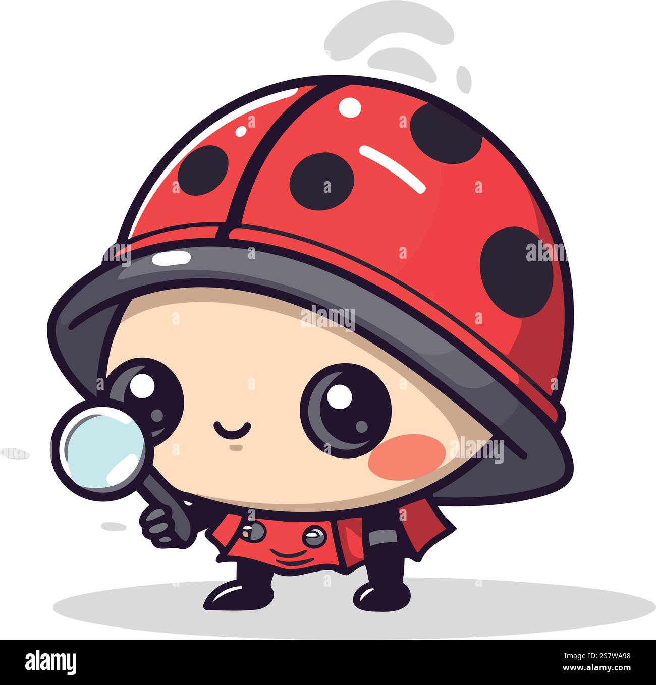 Cute Ladybug Character with Magnifying Glass Vector Illustration Stock ...