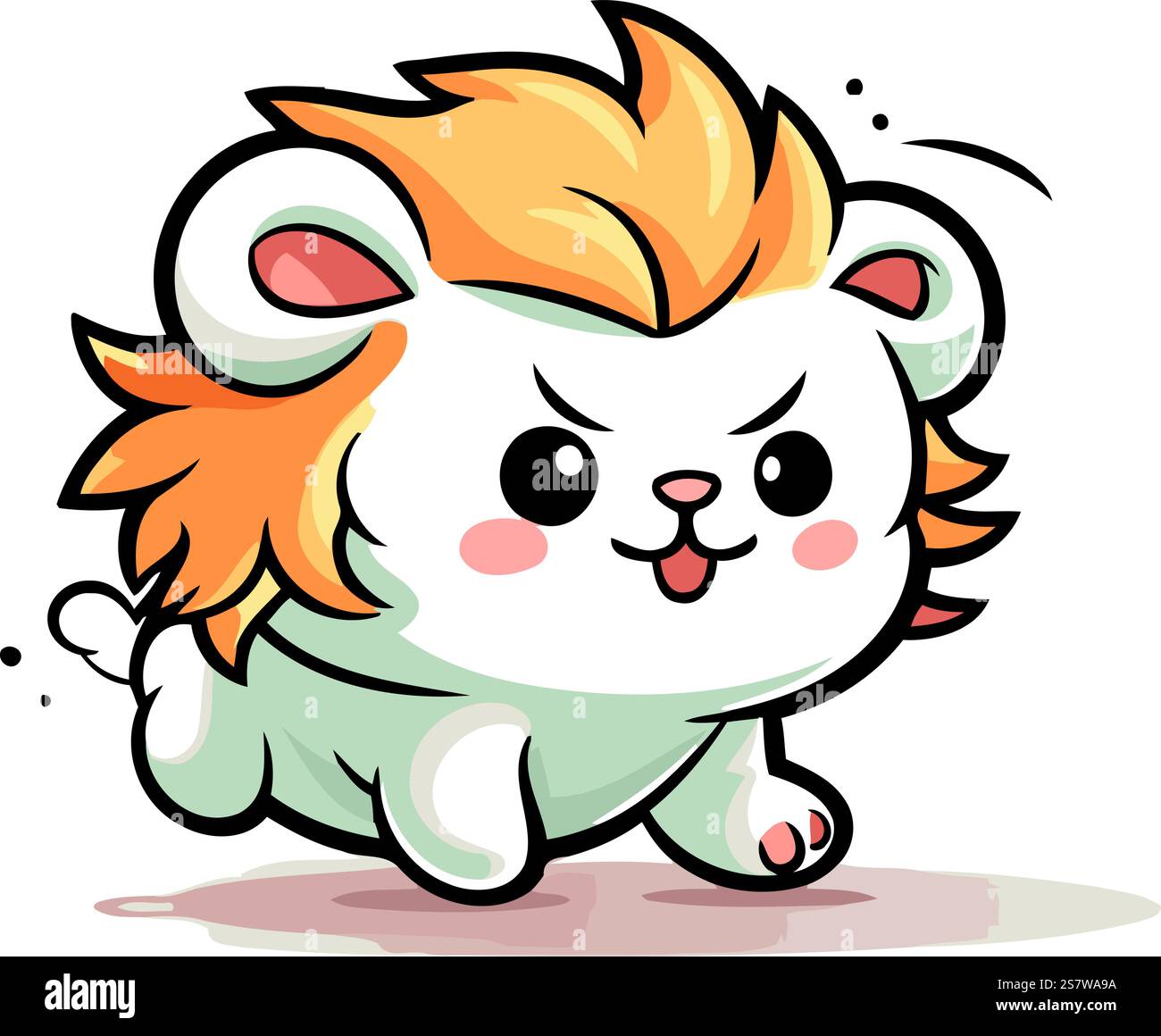 Cute little lion cartoon character. Vector illustration isolated on ...