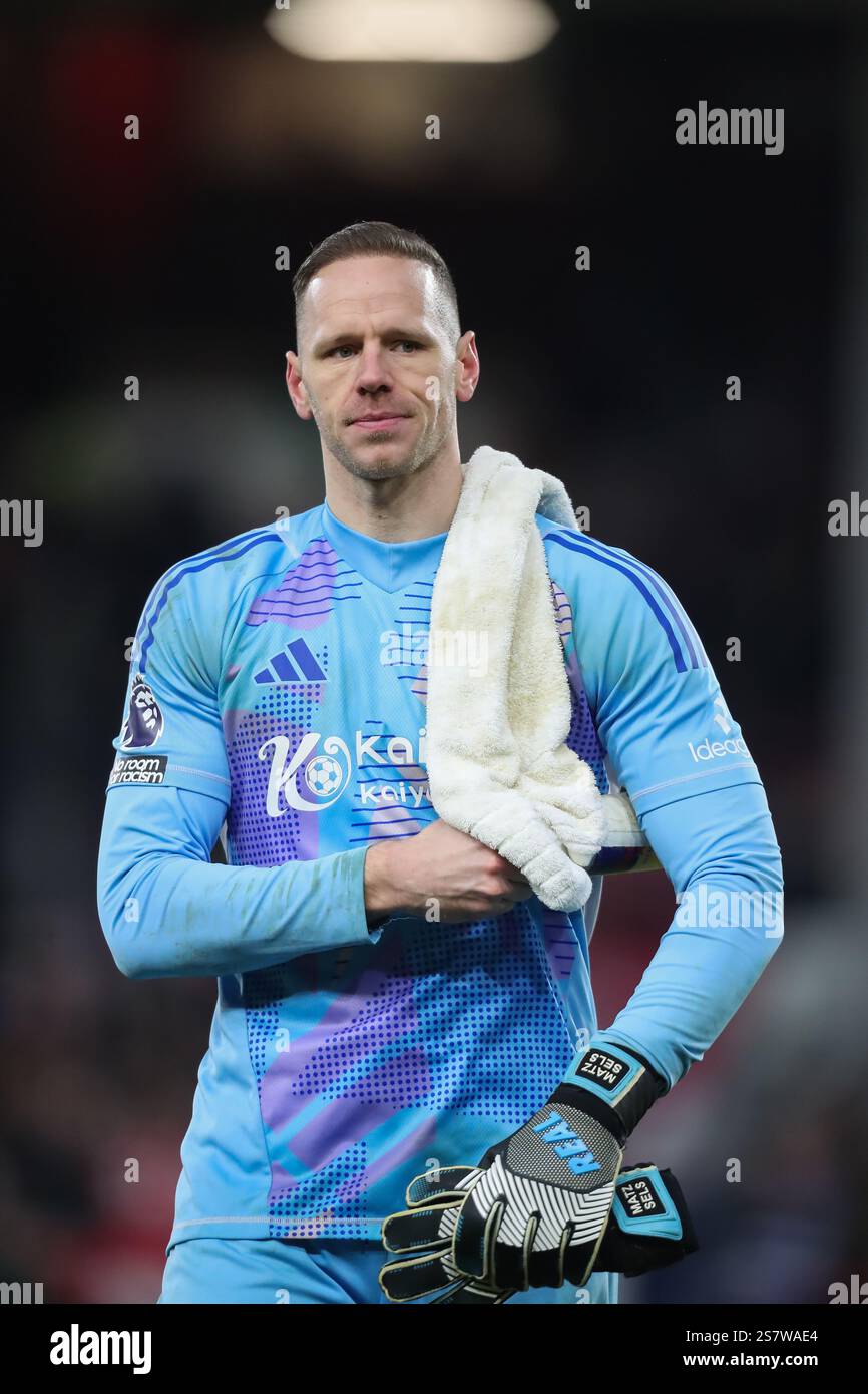 Nottingham, UK. 19th Jan, 2025. Nottingham Forest goalkeeper Matz Sels ...
