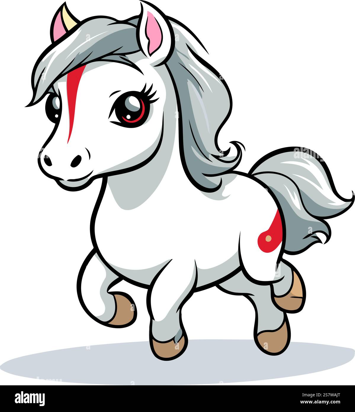 Cute cartoon pony isolated on a white background. Vector illustration ...