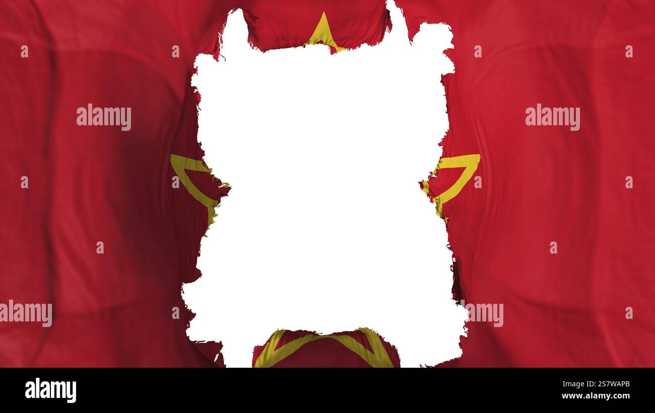 Ripped Soviet Union flying flag, over white background, 3d rendering ...