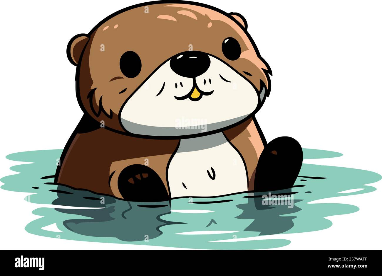 Cute beaver in the water. Vector illustration on white background Stock ...