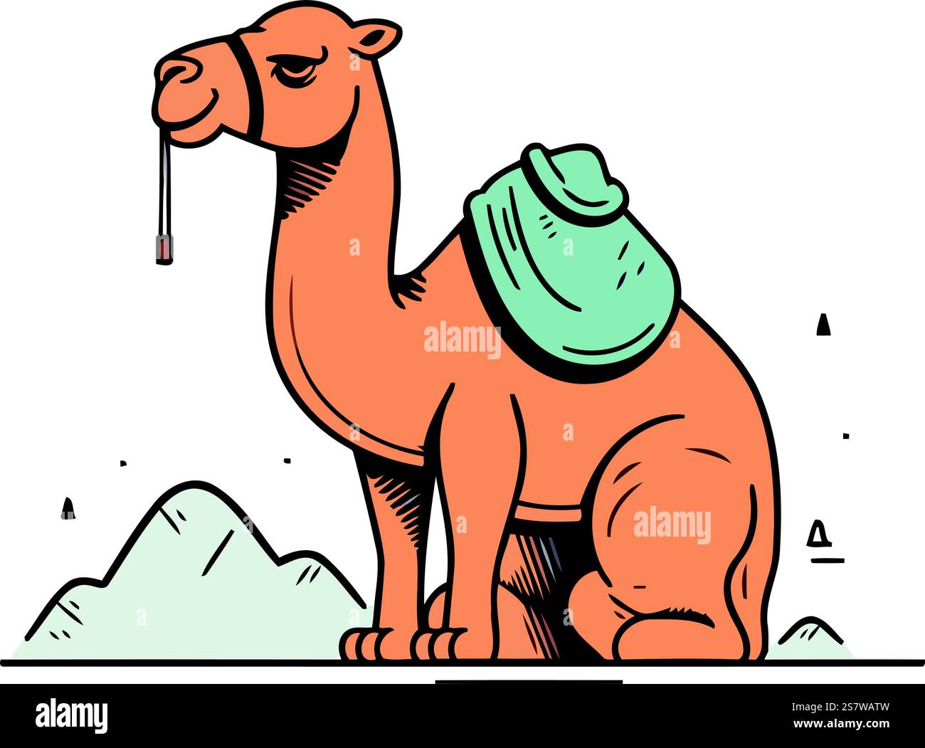 Camel sitting on the rock. Vector illustration in cartoon style Stock ...