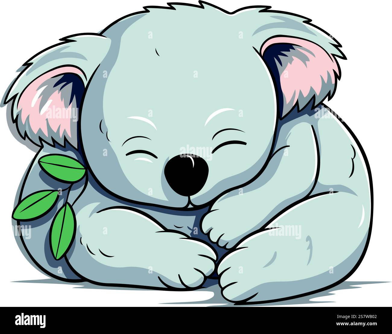 Cute cartoon koala sleeping on the ground. Vector illustration Stock ...