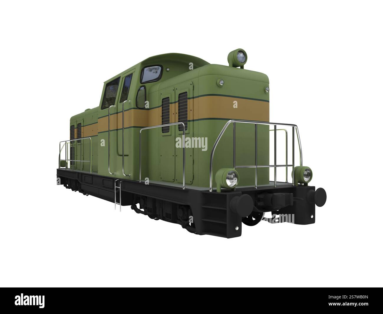 Isolated green train over white background Stock Photo - Alamy