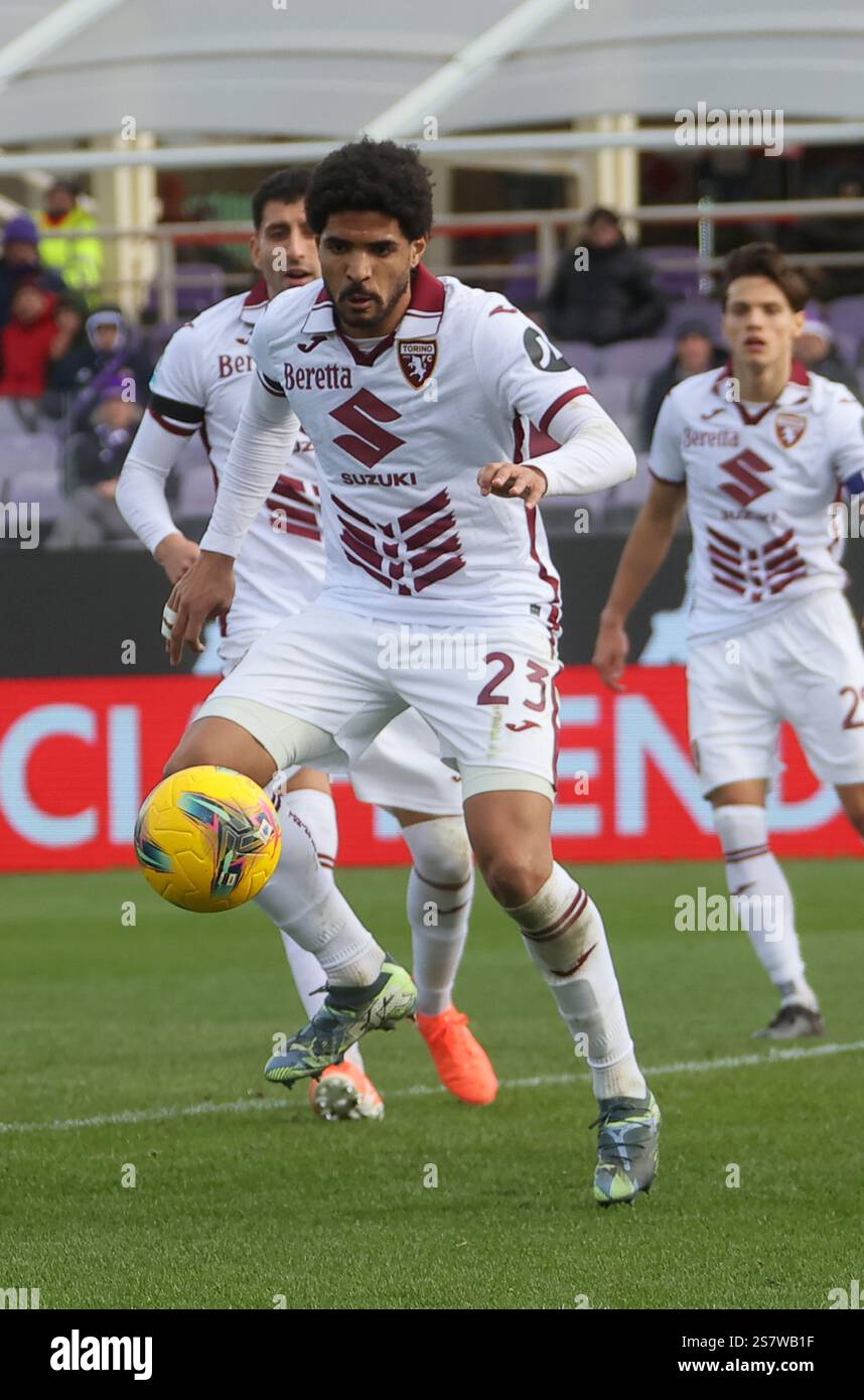 Firenze, Italia. 20th Jan, 2025. Torino's Saul Coco during the Italian ...