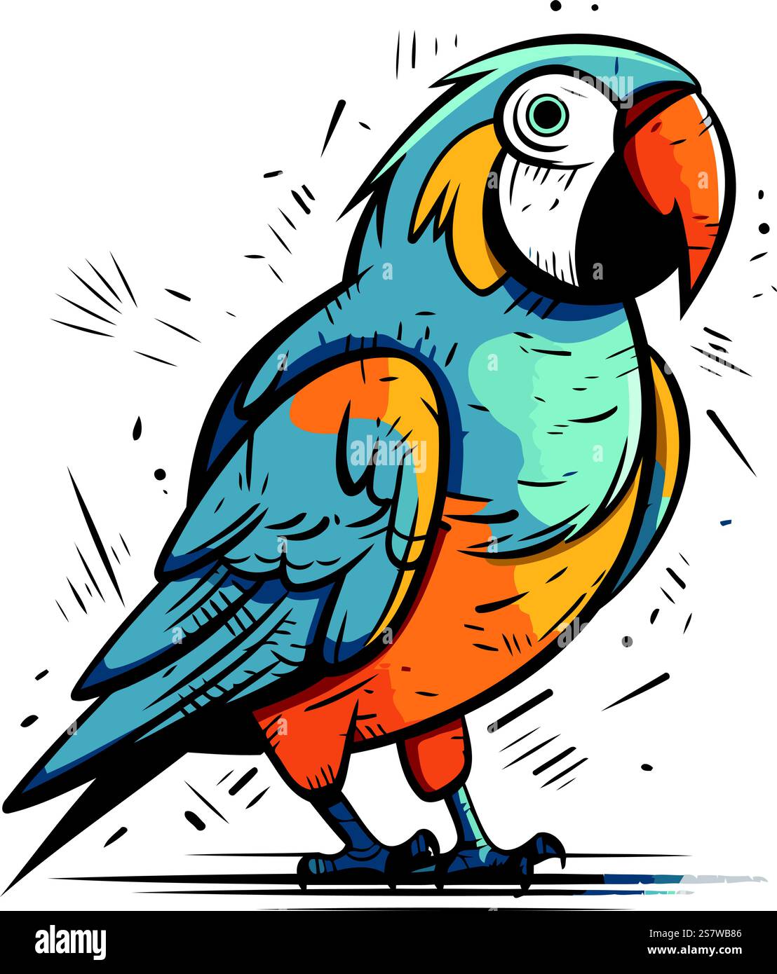 Cartoon parrot. Vector illustration. Isolated on white background Stock ...