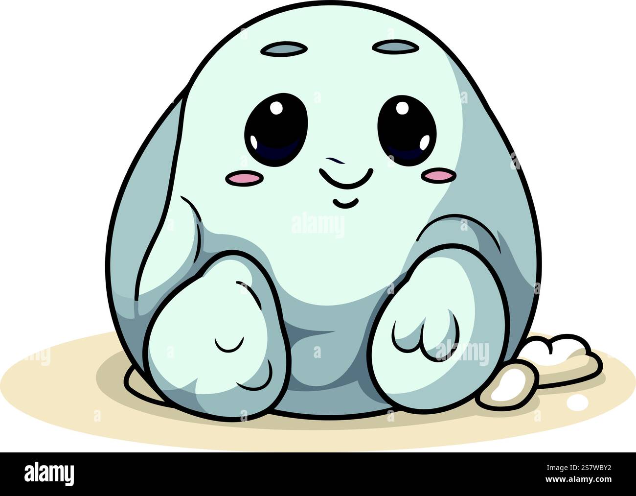 Cute little ghost sitting on the ground. Vector cartoon illustration ...