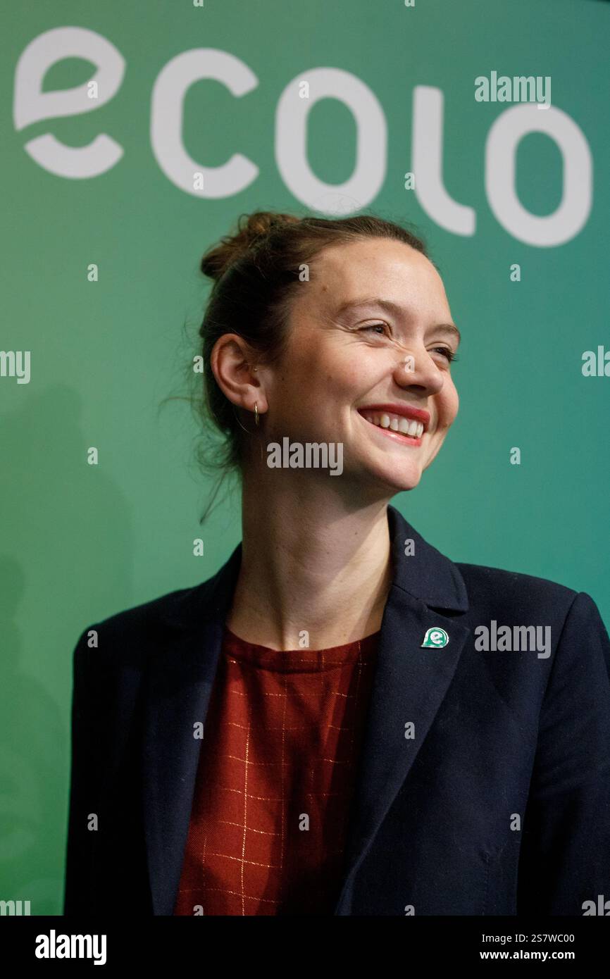 Brussels, Belgium. 20th Jan, 2025. Ecolo co-chairwoman Marie Lecocq ...