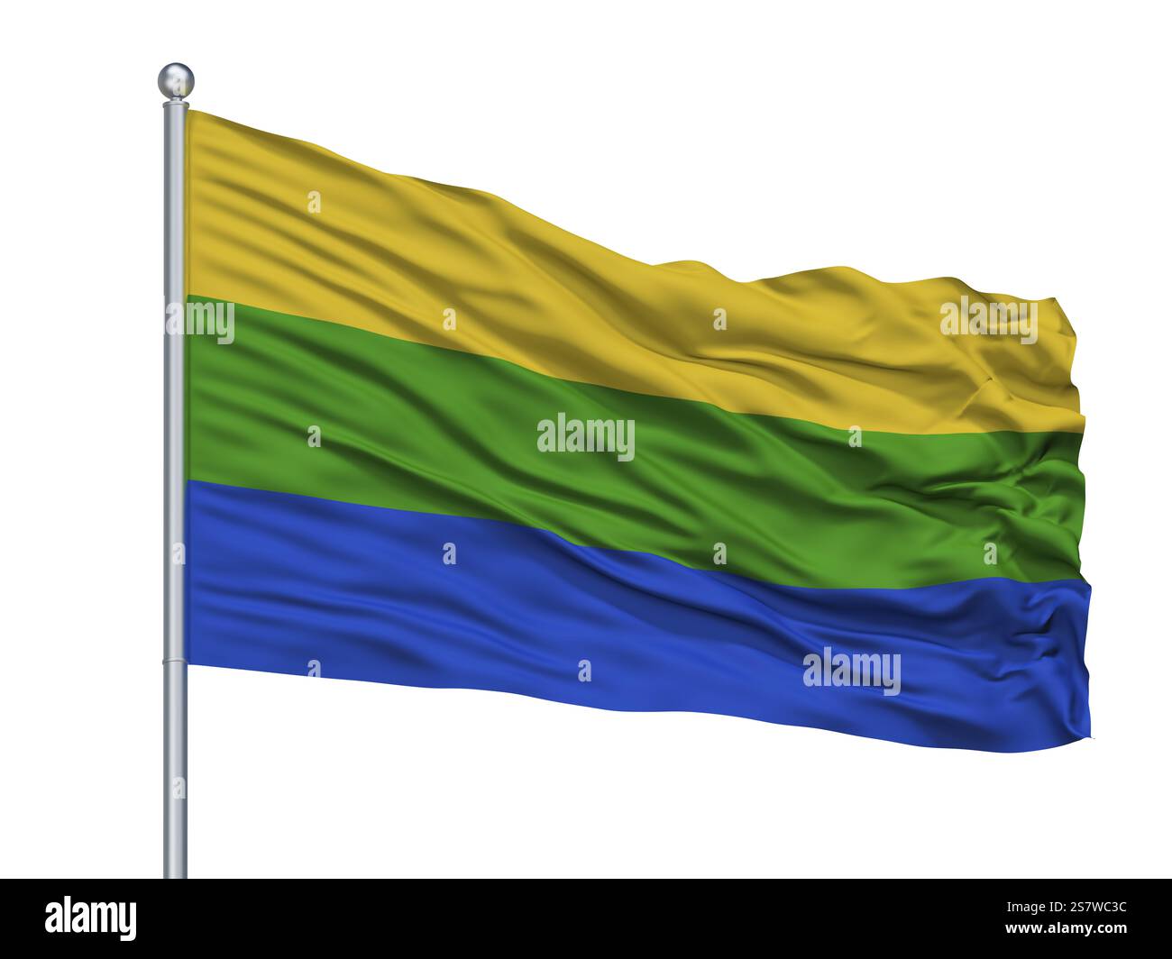 Bayamon City Flag On Flagpole, Country Puerto Rico, Isolated On White ...