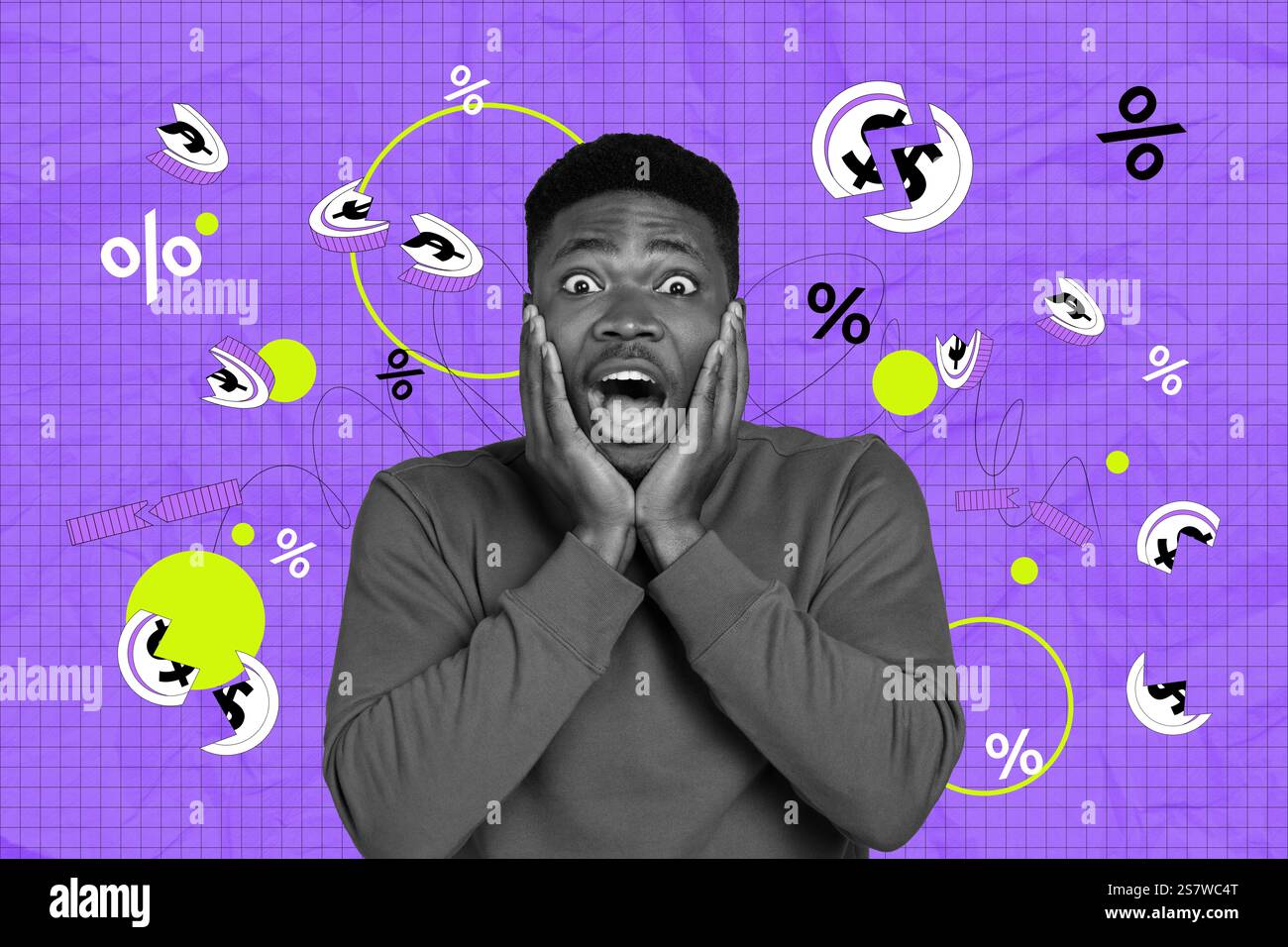 Trend artwork creative sketch 3D photo collage of young man emoji ...