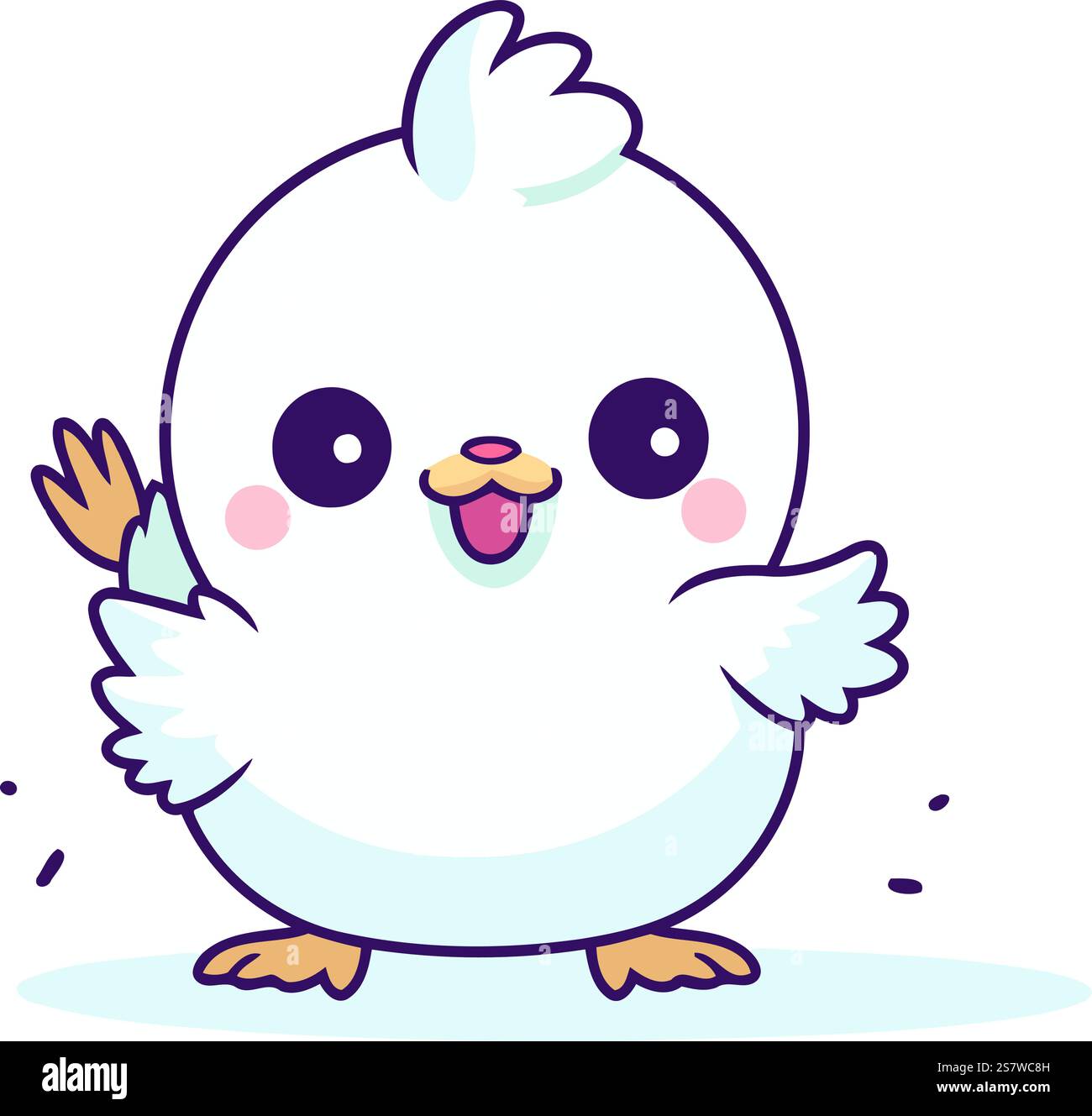 Cute cartoon white chicken. Vector illustration isolated on white ...