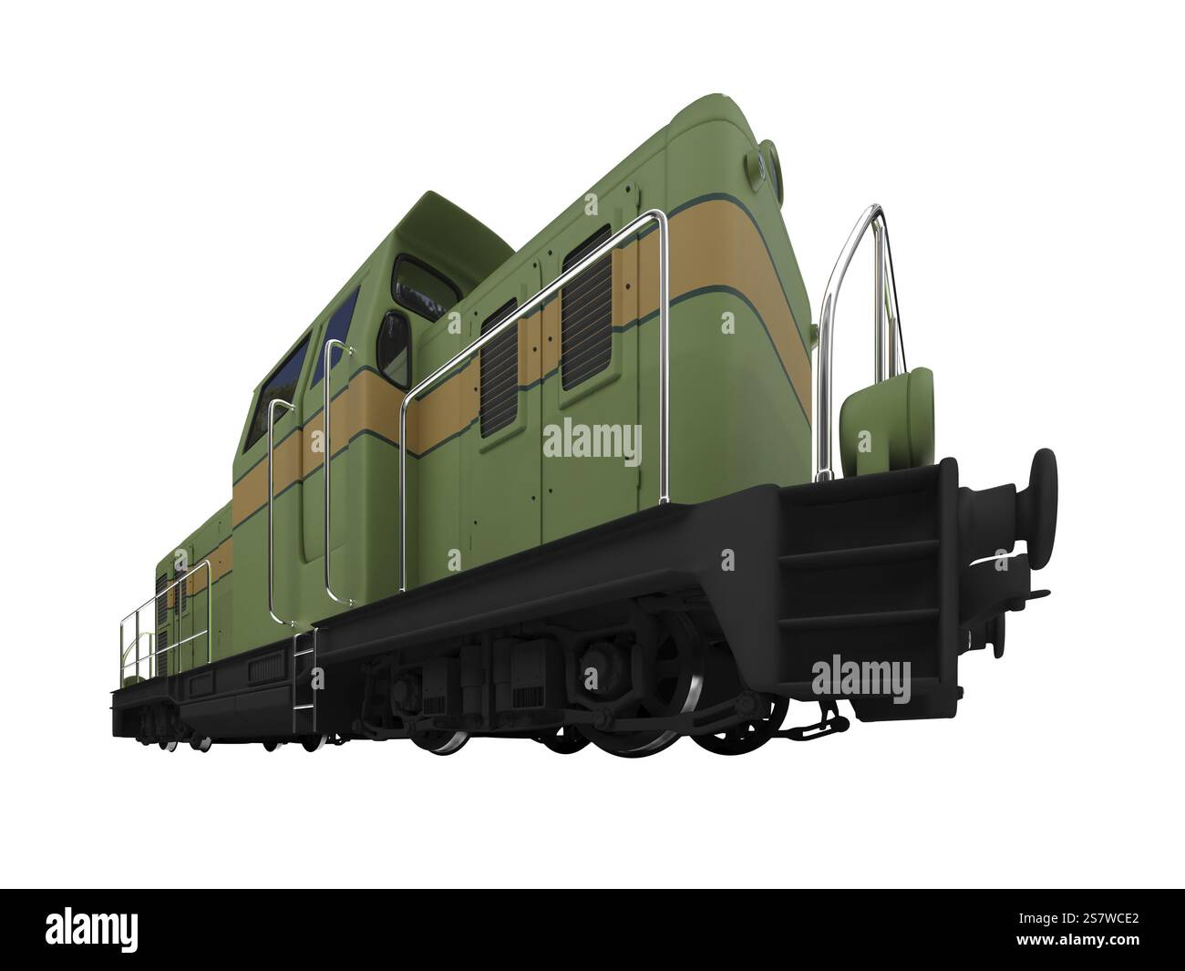 Isolated green train over white background Stock Photo - Alamy