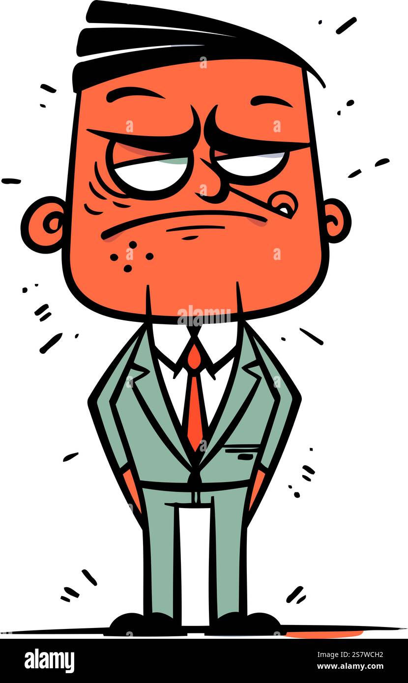 Angry businessman. Vector illustration in cartoon style. Isolated on ...