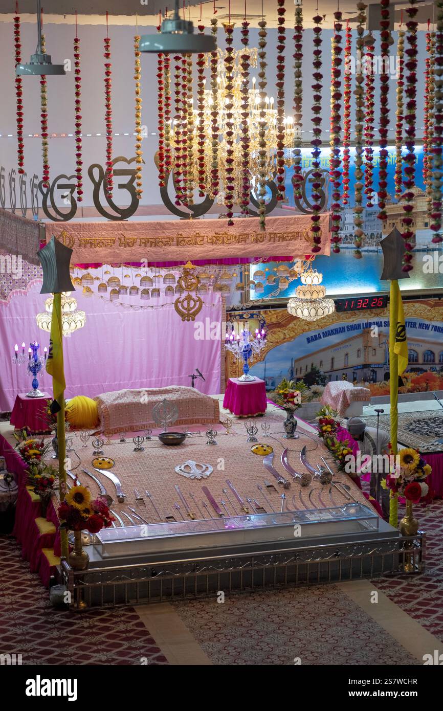 The altar area of the Baba Makhan Shah Lubana Sikh Center temple in ...