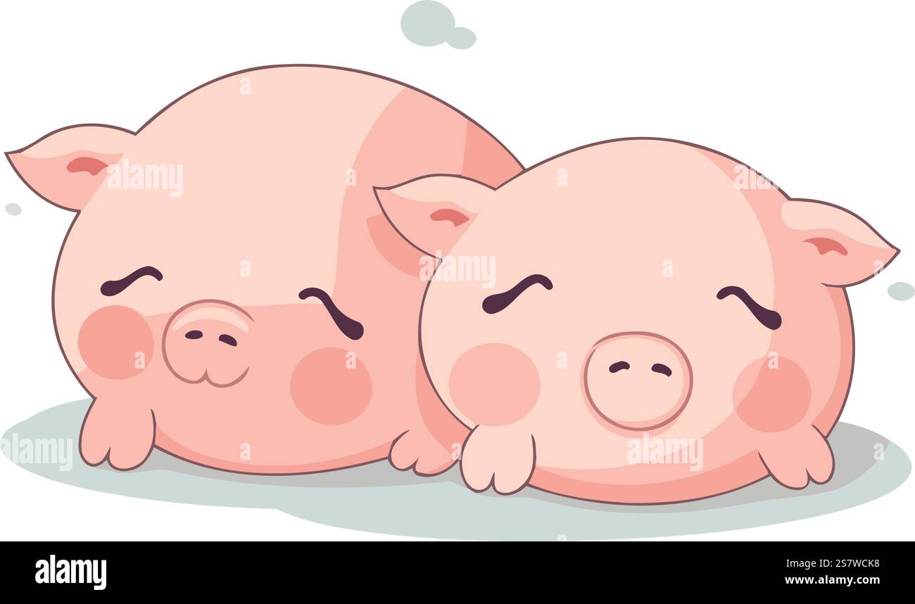 Vector illustration of two cute pigs. Cute cartoon piglet Stock Vector ...