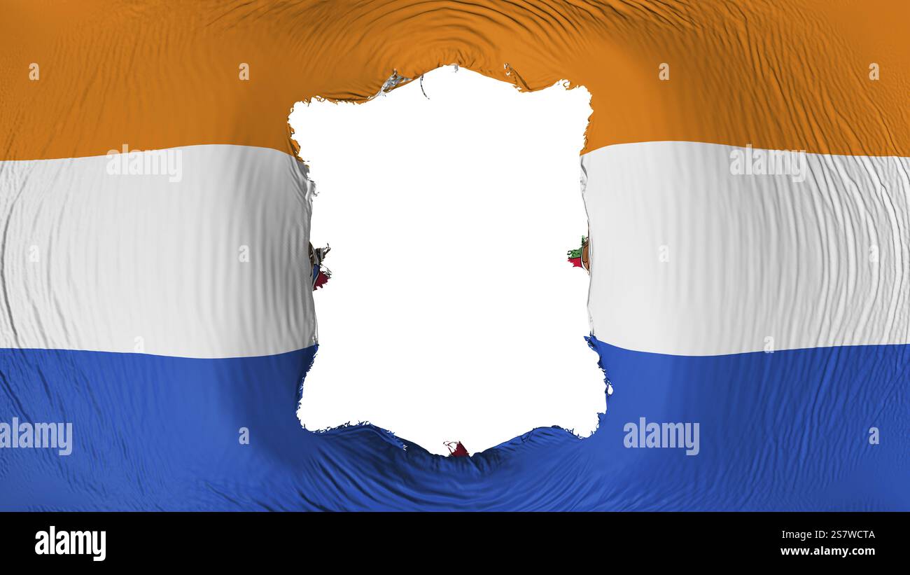 Square hole in the Albany city, capital of New York state flag, white ...