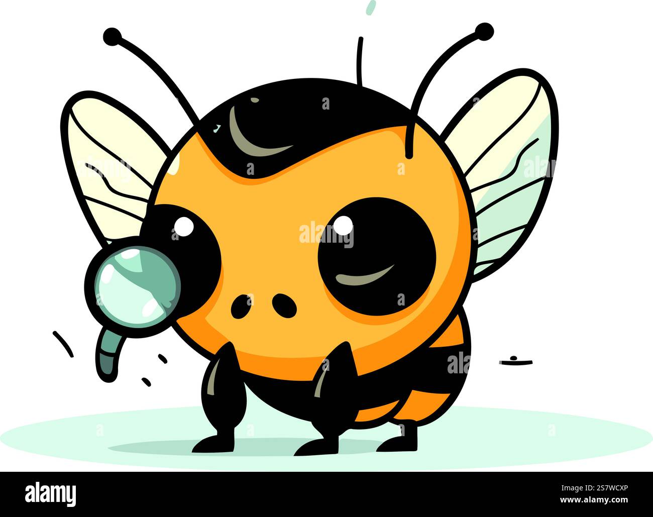 Bee with magnifying glass. Vector illustration in a flat style Stock ...
