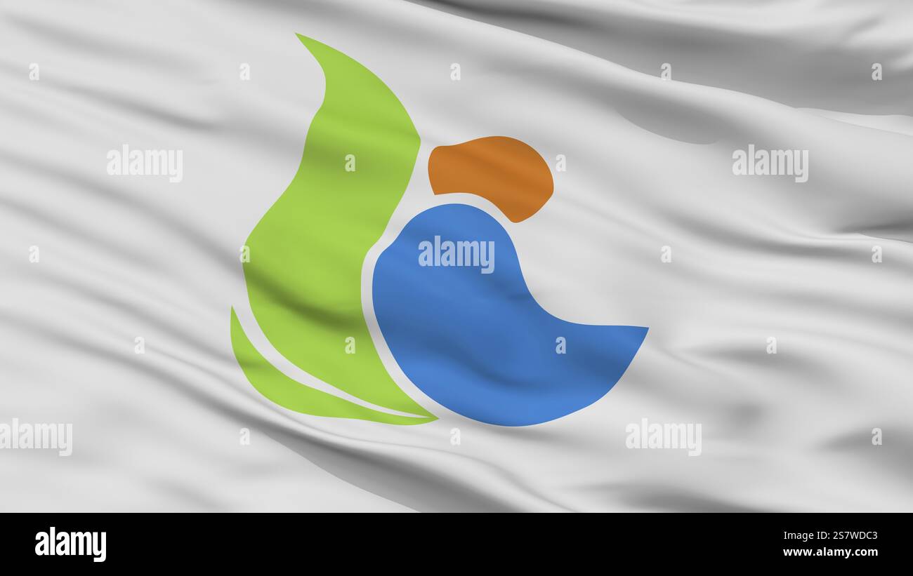 Kanonji City Flag, Country Japan, Kagawa Prefecture, Closeup View, 3D ...