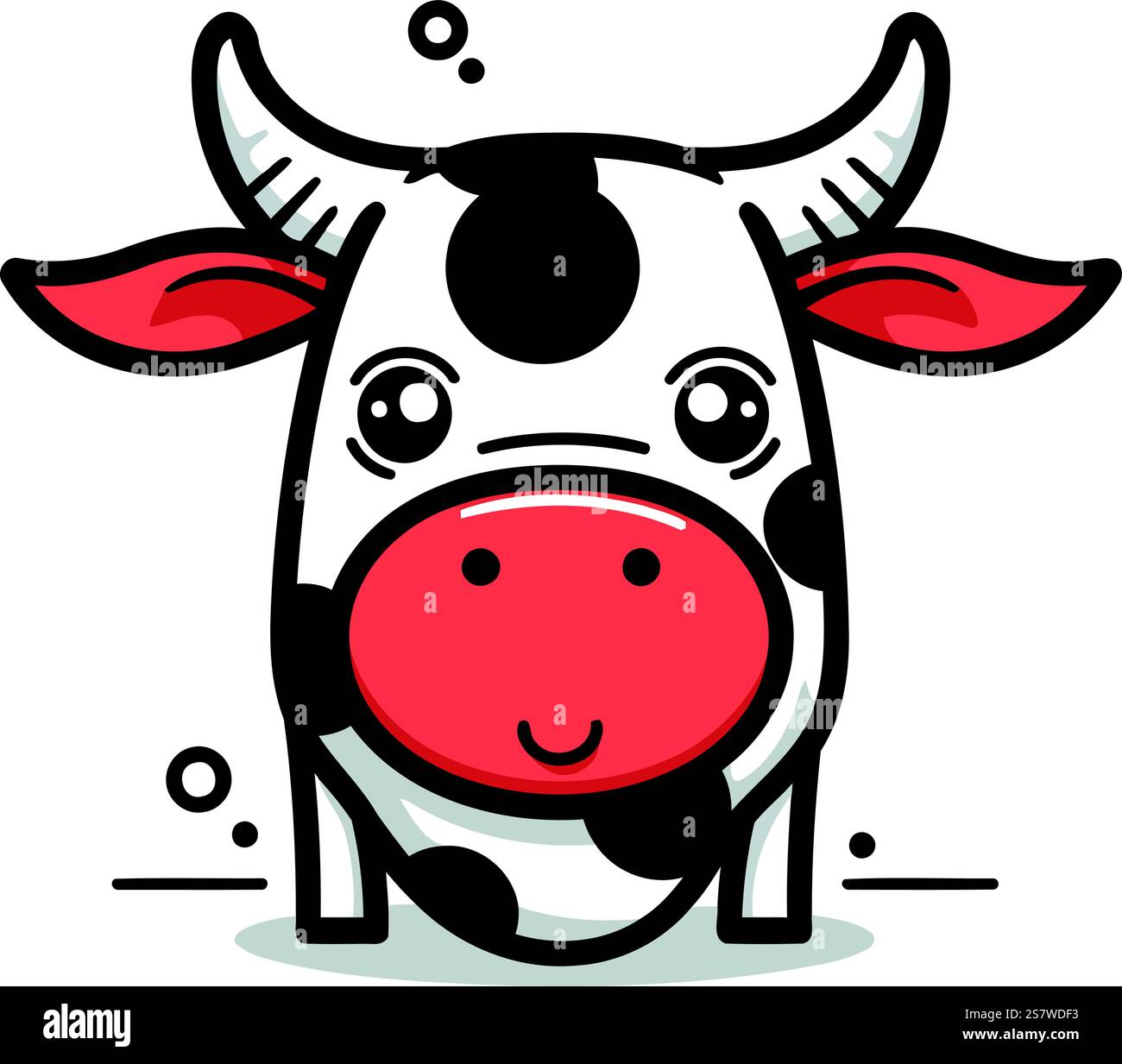 Cute Cow Face Cartoon Character Vector Illustration. Farm Animal ...