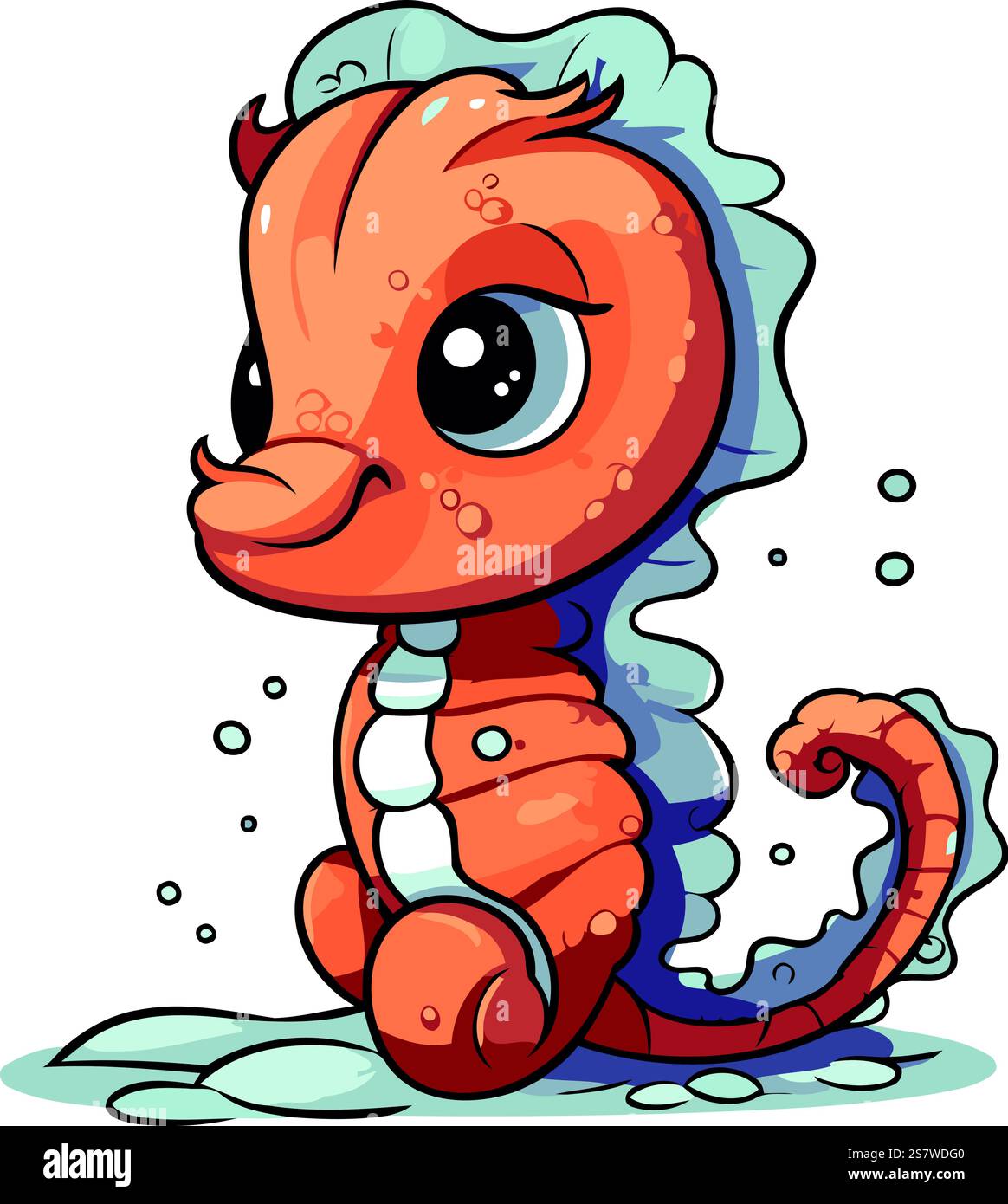 Cartoon seahorse. Vector illustration of a sea animal Stock Vector ...
