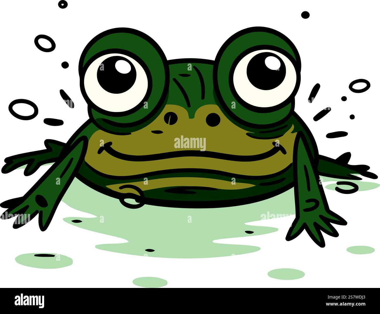 Frog with big eyes. Vector illustration isolated on white background ...