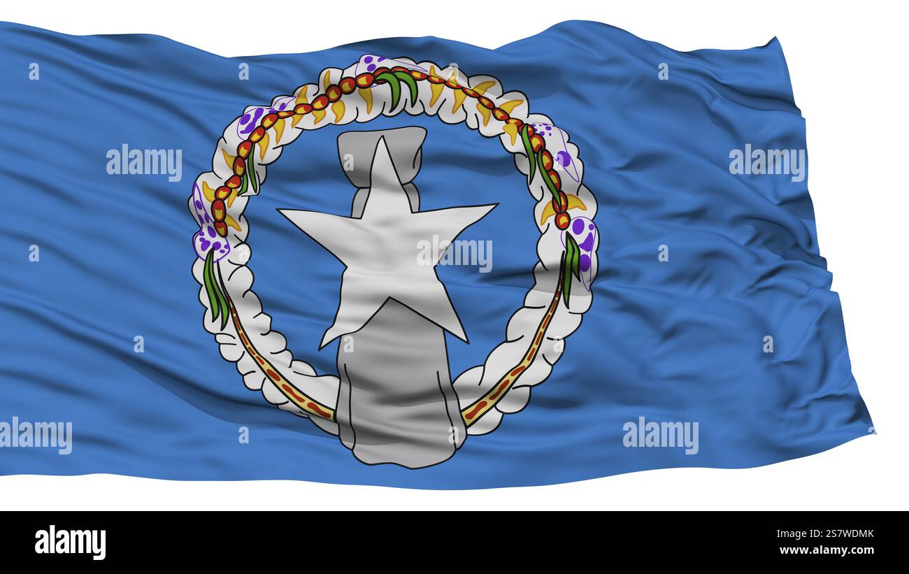 Isolated Northern Mariana Islands Flag, USA state, Waving on White ...