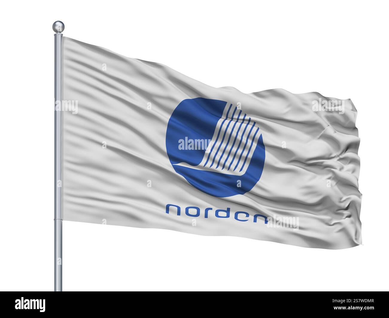 Nordic Council Flag On Flagpole, Isolated On White Background Stock ...