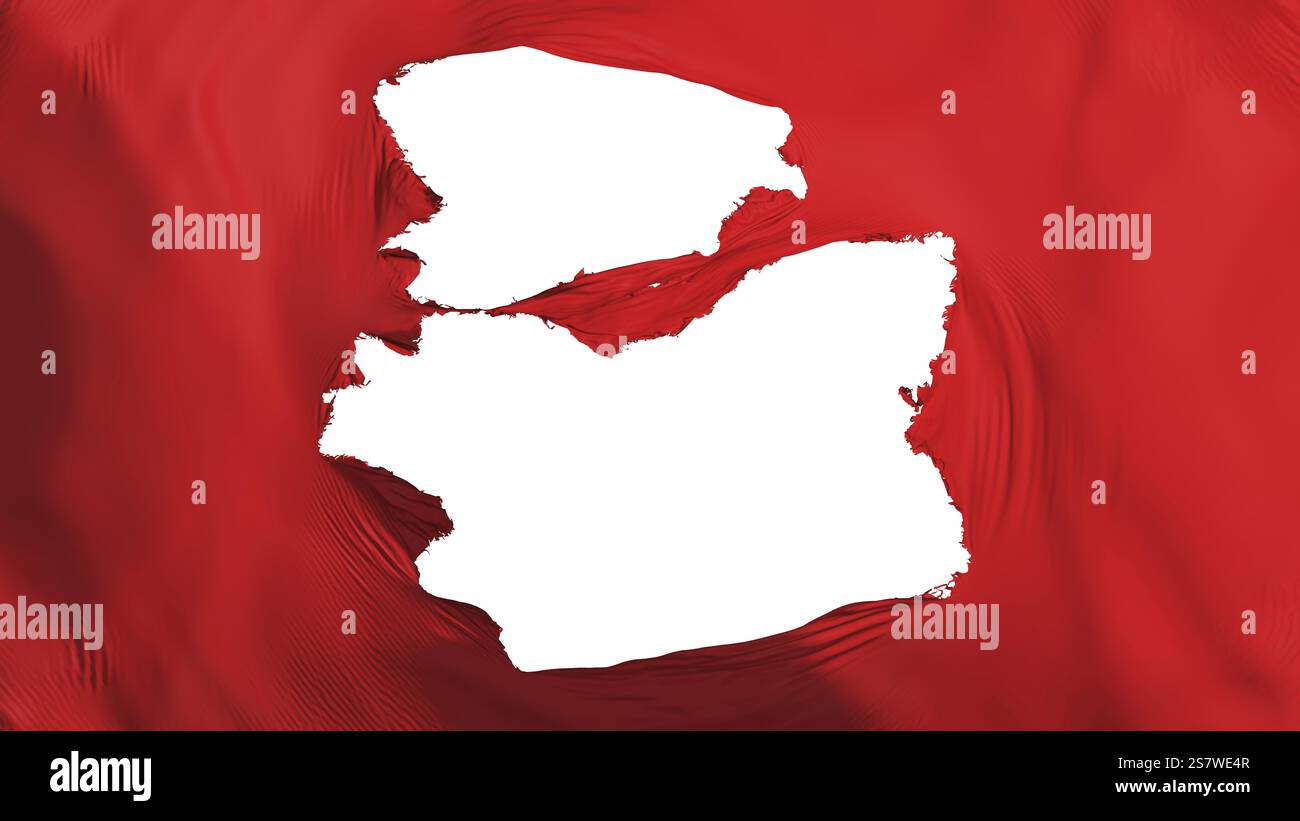 Tattered Red color flag, white background, 3d rendering Stock Photo - Alamy