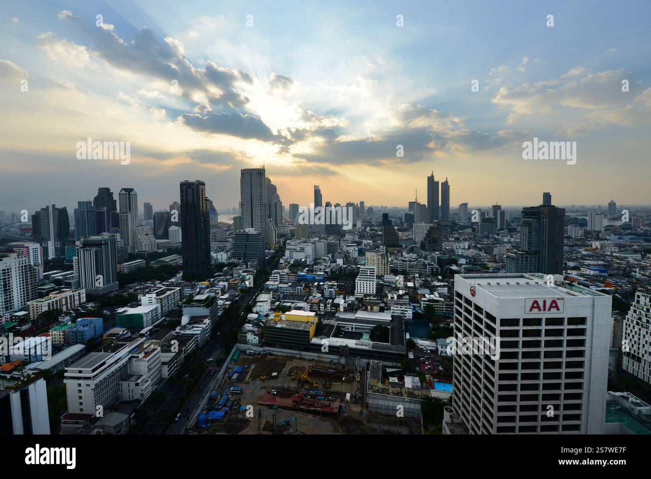 Sunset over Silom Road in Bangkok, Thailand Stock Photo - Alamy