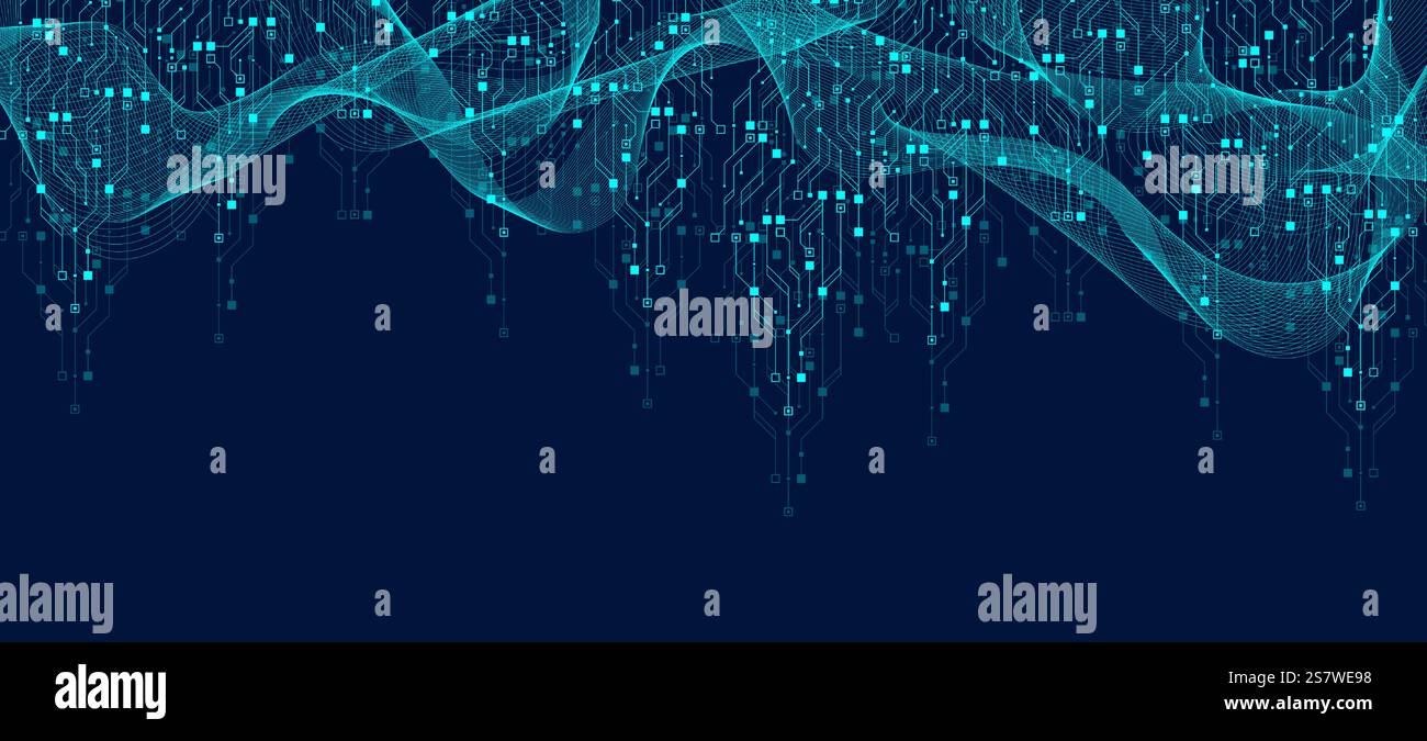 Artificial Intelligence or machine learning vector design. Quantum computer technology concept ...