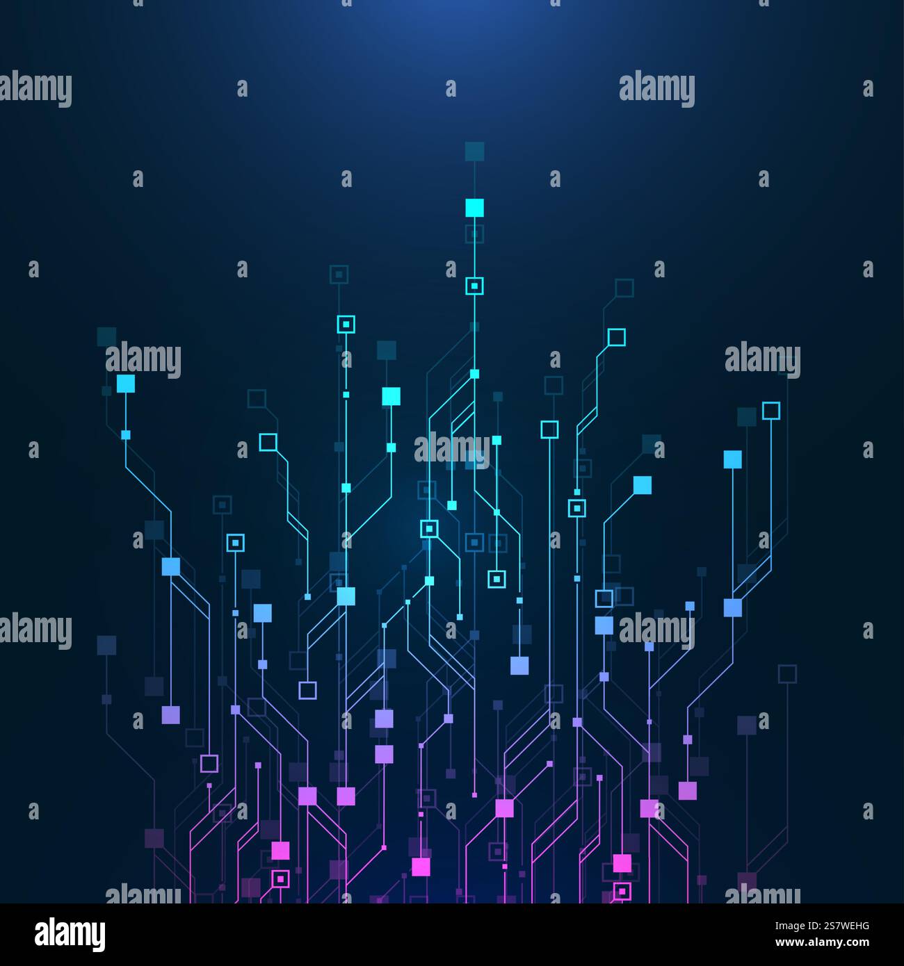 Artificial Intelligence or machine learning vector design. Quantum computer technology concept ...
